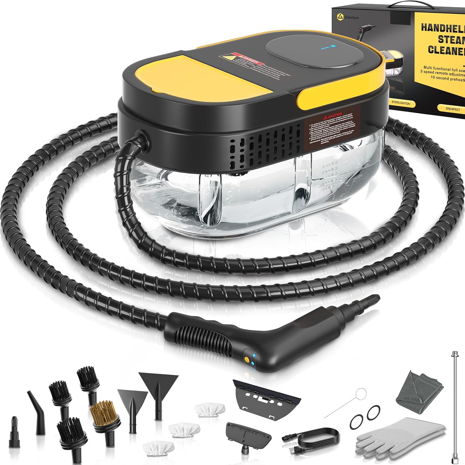 Handheld Steam Cleaner with 15-Piece Accessories, 3-Level Adjustable H ...