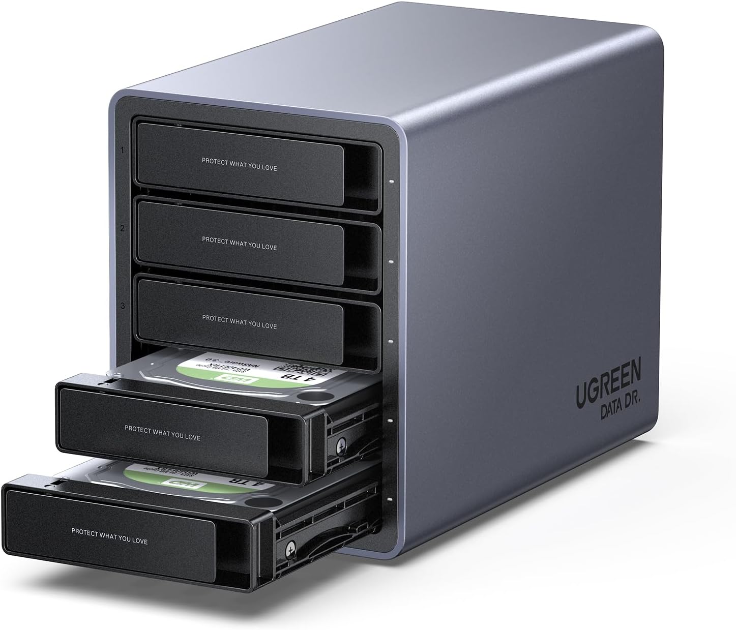 UGREEN 5 Bay USB C RAID Hard Drive Enclosure 100TB for 3.5 2.5 Inch SS ...