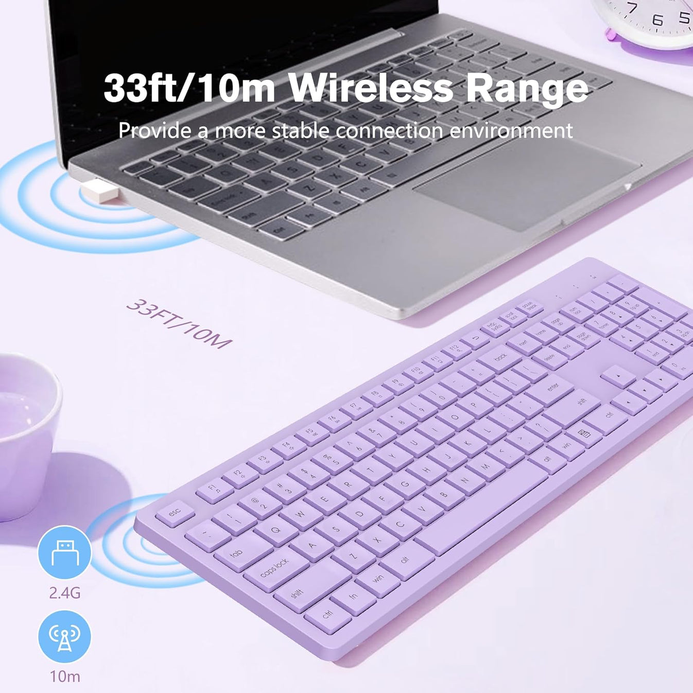 LeadsaiL Wireless Keyboard | Ergonomic Keyboard | Full-Sized Keyboard ...