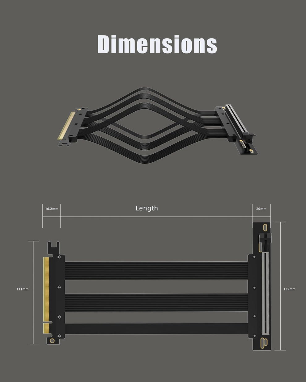 PCIe 5.0 x16 Riser Cable 200mm – 90° Right Angle GPU Extension for RTX ...